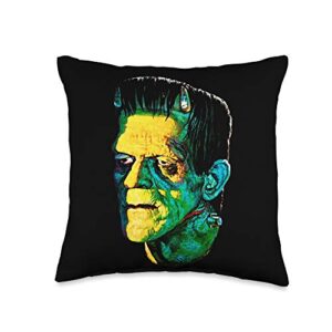 retro horror movies tee halloween party gift frankenstein monster horror b movie fan throw pillow, 16x16, multicolor