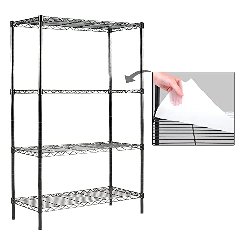 EFINE 4-Shelf Shelving Unit with Shelf Liners Set of 4, Adjustable, Metal Wire Shelves, 150lbs Loading Capacity Per Shelf, Shelving Units and Storage for Kitchen and Garage (30W x 14D x 47H) Black