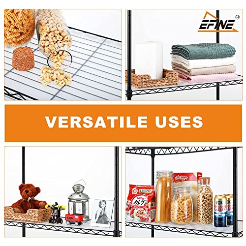 EFINE 4-Shelf Shelving Unit with Shelf Liners Set of 4, Adjustable, Metal Wire Shelves, 150lbs Loading Capacity Per Shelf, Shelving Units and Storage for Kitchen and Garage (30W x 14D x 47H) Black