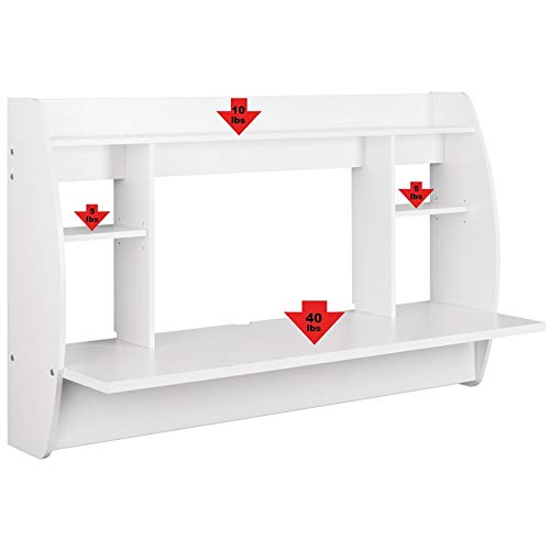 Wide Floating Desk, White