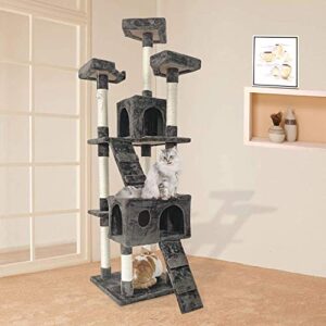 confote 65” multi-level cat tree with 2 condos and 3 perches, climber tower furniture for large cats kitten