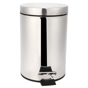 3l can wastebasket rubbish garbage dustbin rectangular slim profile steel step pedal trash stainless for home bathroom powder room, bedroom, kitchen, craft room, office - removable liner bucket