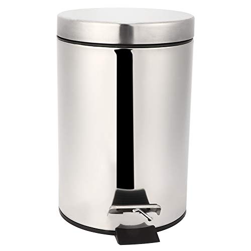 3L Can Wastebasket Rubbish Garbage Dustbin Rectangular Slim Profile Steel Step Pedal Trash Stainless for Home Bathroom Powder Room, Bedroom, Kitchen, Craft Room, Office - Removable Liner Bucket