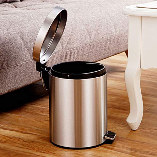 3L Can Wastebasket Rubbish Garbage Dustbin Rectangular Slim Profile Steel Step Pedal Trash Stainless for Home Bathroom Powder Room, Bedroom, Kitchen, Craft Room, Office - Removable Liner Bucket