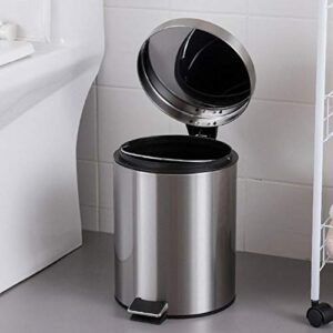 3L Can Wastebasket Rubbish Garbage Dustbin Rectangular Slim Profile Steel Step Pedal Trash Stainless for Home Bathroom Powder Room, Bedroom, Kitchen, Craft Room, Office - Removable Liner Bucket