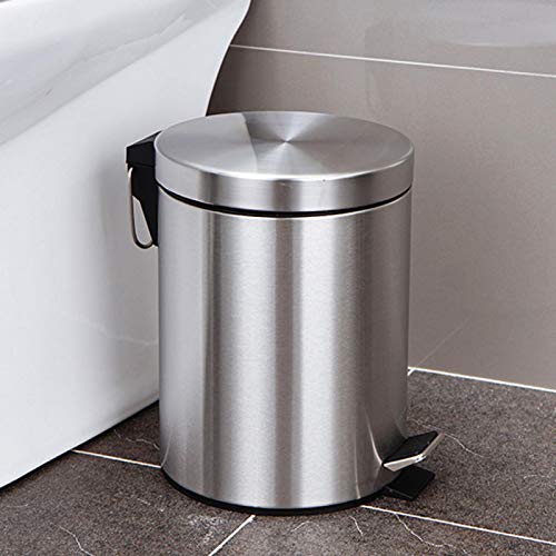 3L Can Wastebasket Rubbish Garbage Dustbin Rectangular Slim Profile Steel Step Pedal Trash Stainless for Home Bathroom Powder Room, Bedroom, Kitchen, Craft Room, Office - Removable Liner Bucket