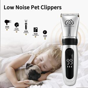 Pet Clippers Professional Dog Grooming kit Adjustable Low Noise High Power Rechargeable Cordless Pet Grooming Tools , Hair Trimmers for Dogs and Cats, Washable（IPX5), with LED Display.