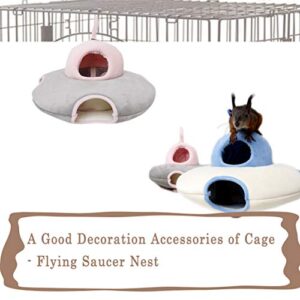 PAPIEEED Warm Small Pet Bed, Flying-Saucer Hamster Nest Cute Rat House Hammock Sugar Glider Cage Accessories, Bed for Gerbil Degu Golden Bear Hedgehog Small Squirrel Ferret