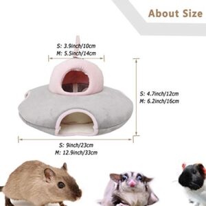 PAPIEEED Warm Small Pet Bed, Flying-Saucer Hamster Nest Cute Rat House Hammock Sugar Glider Cage Accessories, Bed for Gerbil Degu Golden Bear Hedgehog Small Squirrel Ferret