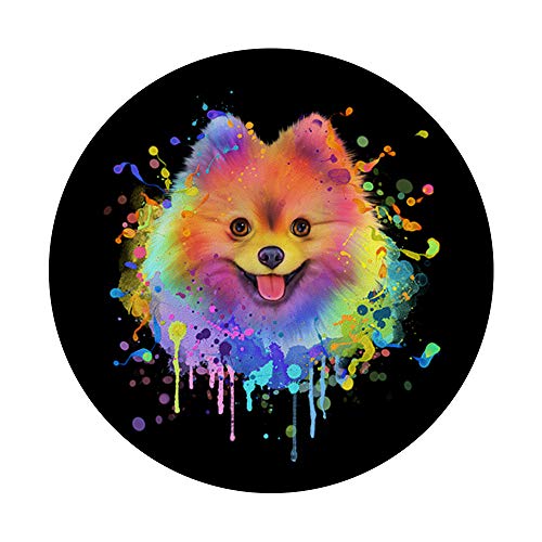 Colorful Splash Art Pomeranian Portrait Pom Puppy Owner PopSockets Swappable PopGrip