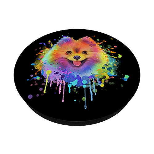 Colorful Splash Art Pomeranian Portrait Pom Puppy Owner PopSockets Swappable PopGrip