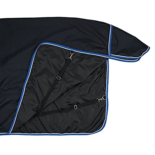 HORZE Glasgow Medium Weight Waterproof Combo Turnout Winter Horse Blanket with Neck Cover (150g Fill) - Dark Blue - 75 in