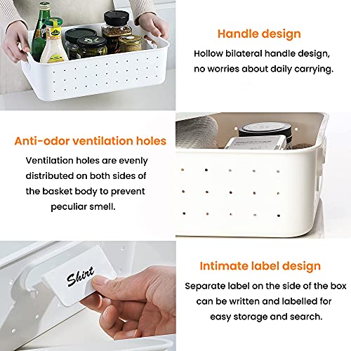 vacane 3 Pack Plastic Storage Bins with White Lids, Storage Baskets for Organizing Container Stackable Storage Box with Handle for Shelves Closet Office Classroom, 14 x 10 x 8 inch