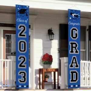 dazonge blue graduation decorations class of 2023, congrats grad porch banner for any schools or grades party decorations 2023