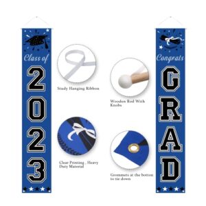 DAZONGE Blue Graduation Decorations Class of 2023, Congrats Grad Porch Banner for Any Schools or Grades Party Decorations 2023