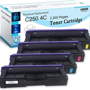 ASEKER 4 Color Compatible Toner Cartridge SP C250 C261for Ricoh SP C250DN C250SF C261SFNW C261DNW C260 C260DNW C260SFNW Printer High Capacity 2300 Pages 407539 407540 407541 407542 (BK/C/Y/M)