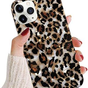 J.west iPhone 11 Pro Max Case Leopard for Women Girls,Cute Sparkle Translucent Clear Stylish Cheetah Pattern Design Slim Soft TPU Silicone Protective Phone Case Cover for iPhone 11 Pro Max 6.5" Bling