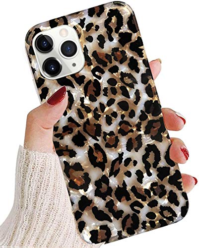 J.west iPhone 11 Pro Max Case Leopard for Women Girls,Cute Sparkle Translucent Clear Stylish Cheetah Pattern Design Slim Soft TPU Silicone Protective Phone Case Cover for iPhone 11 Pro Max 6.5" Bling