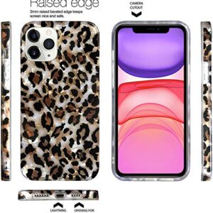 J.west iPhone 11 Pro Max Case Leopard for Women Girls,Cute Sparkle Translucent Clear Stylish Cheetah Pattern Design Slim Soft TPU Silicone Protective Phone Case Cover for iPhone 11 Pro Max 6.5" Bling