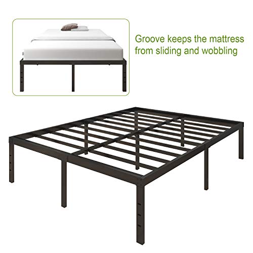 LOTCAIN 18 Inch Metal Platform Bed Frame/3500lbs Heavy Duty Steel Slat Mattress Foundation/Reinforced Platform/Noise Free/Easy Assembly,Twin/Twin XL/Full/Queen/California King (King)