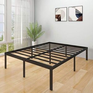 LOTCAIN 18 Inch Metal Platform Bed Frame/3500lbs Heavy Duty Steel Slat Mattress Foundation/Reinforced Platform/Noise Free/Easy Assembly,Twin/Twin XL/Full/Queen/California King (King)