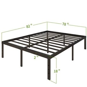 LOTCAIN 18 Inch Metal Platform Bed Frame/3500lbs Heavy Duty Steel Slat Mattress Foundation/Reinforced Platform/Noise Free/Easy Assembly,Twin/Twin XL/Full/Queen/California King (King)