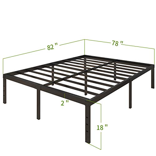 LOTCAIN 18 Inch Metal Platform Bed Frame/3500lbs Heavy Duty Steel Slat Mattress Foundation/Reinforced Platform/Noise Free/Easy Assembly,Twin/Twin XL/Full/Queen/California King (King)