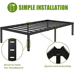 LOTCAIN 18 Inch Metal Platform Bed Frame/3500lbs Heavy Duty Steel Slat Mattress Foundation/Reinforced Platform/Noise Free/Easy Assembly,Twin/Twin XL/Full/Queen/California King (King)