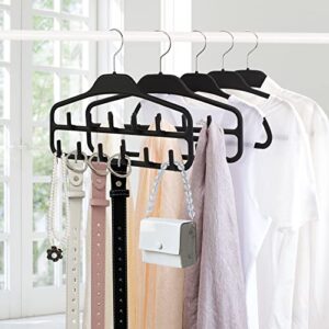 ROSOS Belt Hanger Holder Organizer 2 Pack, Non Slip Belt Rack with 360 Degree Swivel Hooks, Sturdy Belt Organizer for Closet Storage Ideal for Belts, Ties, Tank Tops, Scarves and Masks, Black