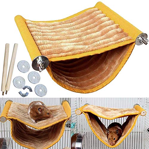 FunMove Hamster Hammock House Mouse Rat Hanging Swing Warm Bed Small Pet Animal Double Layer Cage Tent Hut Nest for Mouse Rat Hamster Playing Sleeping