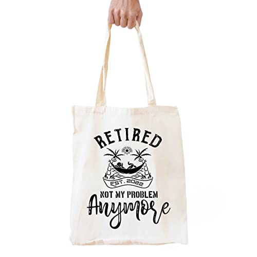 ForbiddenPaper Funny Retirement Gift Retired Natural Cotton Canvas Reusable Tote Bag for Women Men | Retirement Themed Shopping Bag