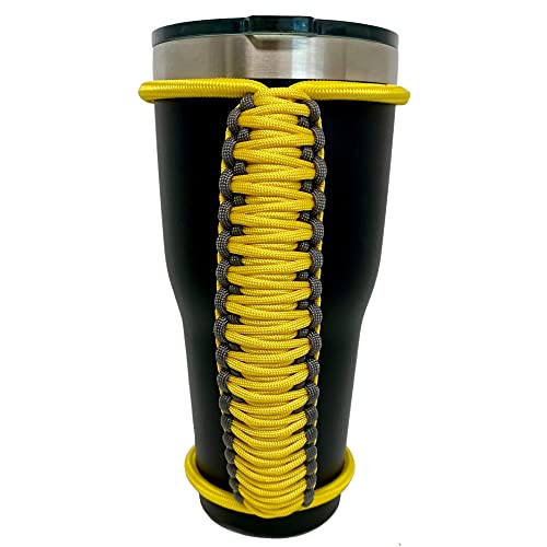 Creating Unique Designs Handmade Elastic Tumbler Handles 20 30 32 40 oz (Handle Only) (Yellow Charcoal Gray)