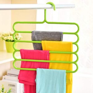 shlutesoy Space Saving Multi-Purpose Clothes Hangers,Non-Slip Space-Saving 5 Layered Closet Hook for House Wives Green