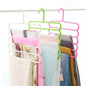 shlutesoy Space Saving Multi-Purpose Clothes Hangers,Non-Slip Space-Saving 5 Layered Closet Hook for House Wives Green