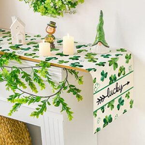 Artoid Mode Lucky Clover Shamrocks Table Runner, Seasonal St. Patrick's Day Holiday Kitchen Dining Table Runner for Home Party Decor 13 x 72 Inch