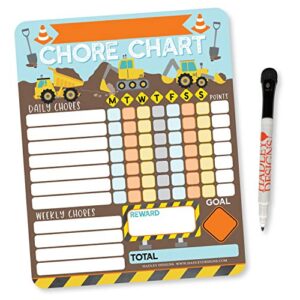 construction kids chore chart magnetic, reward chart for kids, good behavior chart for kids at home, my responsibility chart for kid, magnetic reward chart for kids behavior, chore chart for one child