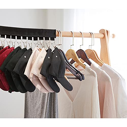 G GENLEAS 2 Pack 10 Hat Organizer Hook Loop Tape Cap Stainless Steel Organizer Hanger, Folding Clothes Hangers Foldable Clothes Drying Rack for Travel