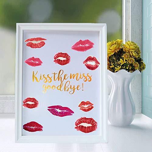 LAMOTIE Kiss The Miss Goodbye Frame Bachelorette Party Bridal Shower Keepsafe Bride to Be Wedding Guestbook, White