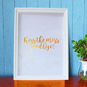 LAMOTIE Kiss The Miss Goodbye Frame Bachelorette Party Bridal Shower Keepsafe Bride to Be Wedding Guestbook, White