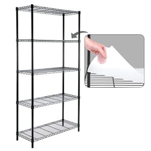 efine 5-tier steel wire shelving rack with 5-shelf liners, adjustable, nsf certified heavy duty, 350lbs loading capacity per shelf(36"w x 14"d x 72"h)pole diameter 1"