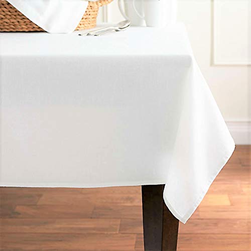 Pomp White 52" x 52" Inch Square Premium Polyester Tablecloth | Wrinkle + Stain Resistant Easy Care Fabric | Fits Square or Round Table