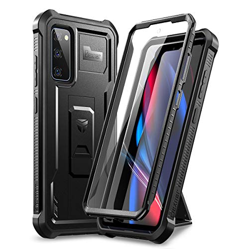 Dexnor for Samsung Galaxy S20 FE Case, [Built in Screen Protector and Kickstand] Heavy Duty Military Grade Protection Shockproof Protective Cover for Samsung Galaxy S20 FE 5G, 6.5 inch Black