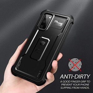 Dexnor for Samsung Galaxy S20 FE Case, [Built in Screen Protector and Kickstand] Heavy Duty Military Grade Protection Shockproof Protective Cover for Samsung Galaxy S20 FE 5G, 6.5 inch Black