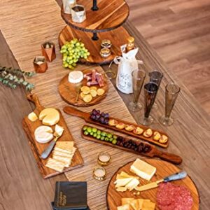 Karma Gifts, Acacia Wood Skinny Appetizer Trays Natural, Set of 2, Wood Charcuterie Platter for Wine, Cheese, Meat