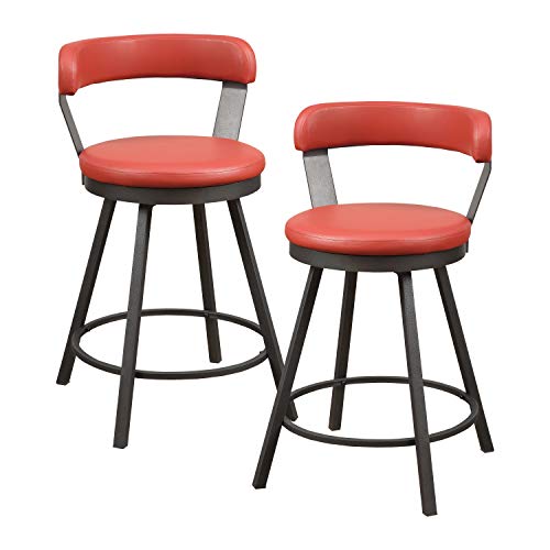 Lexicon Hoisington Swivel Counter Height Chairs (Set of 2), 25.5" SH, Red