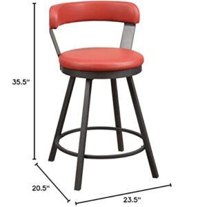 Lexicon Hoisington Swivel Counter Height Chairs (Set of 2), 25.5" SH, Red