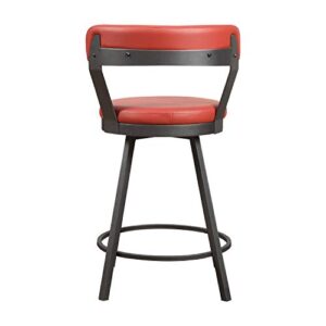 Lexicon Hoisington Swivel Counter Height Chairs (Set of 2), 25.5" SH, Red