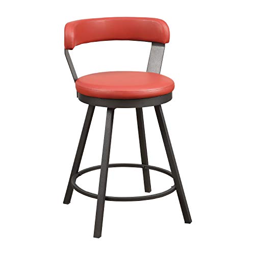 Lexicon Hoisington Swivel Counter Height Chairs (Set of 2), 25.5" SH, Red