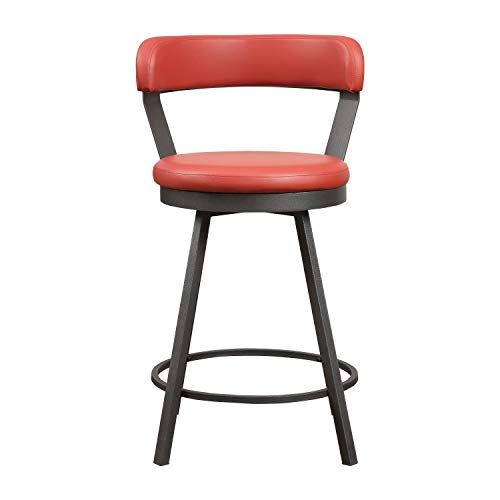 Lexicon Hoisington Swivel Counter Height Chairs (Set of 2), 25.5" SH, Red