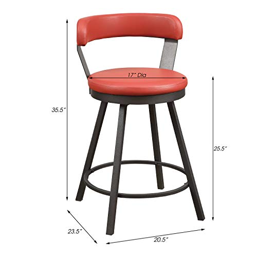 Lexicon Hoisington Swivel Counter Height Chairs (Set of 2), 25.5" SH, Red